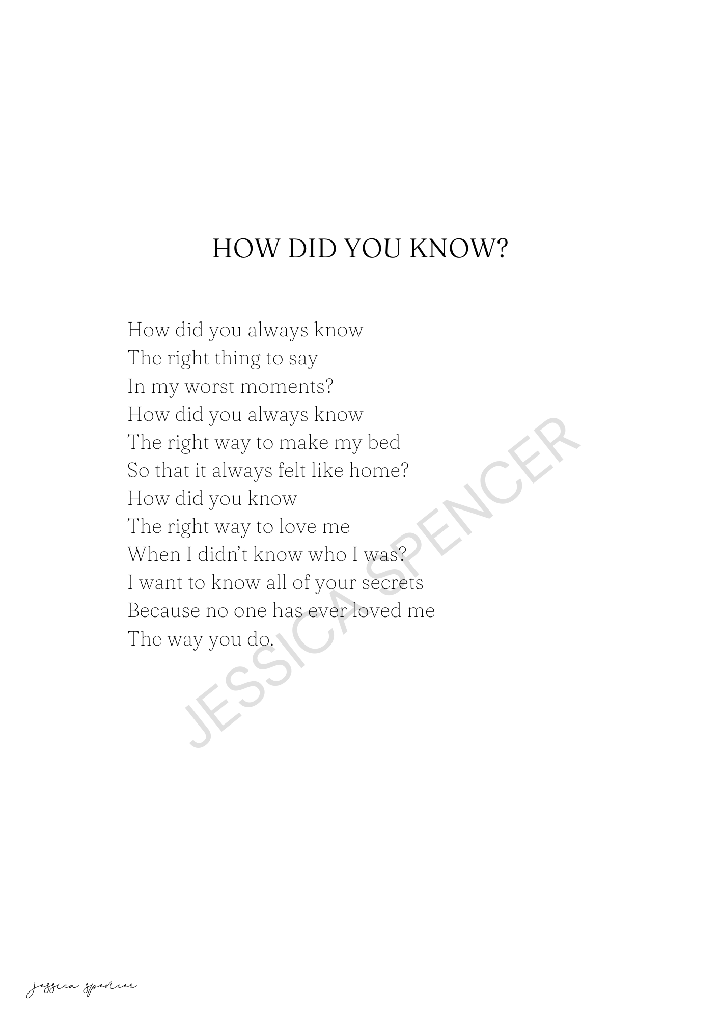 How Did You Know? Poem – Adored Illustrations