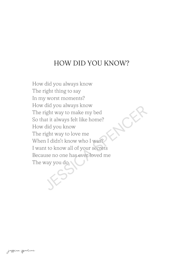 How Did You Know? Poem – Adored Illustrations
