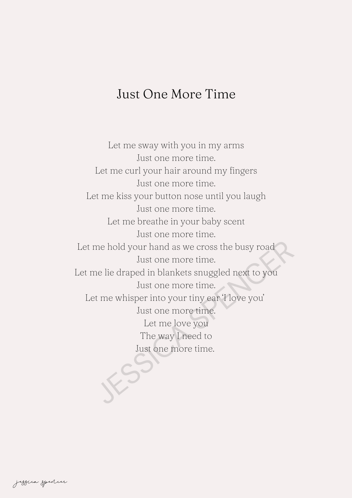 Just One More Time Poem – Adored Illustrations